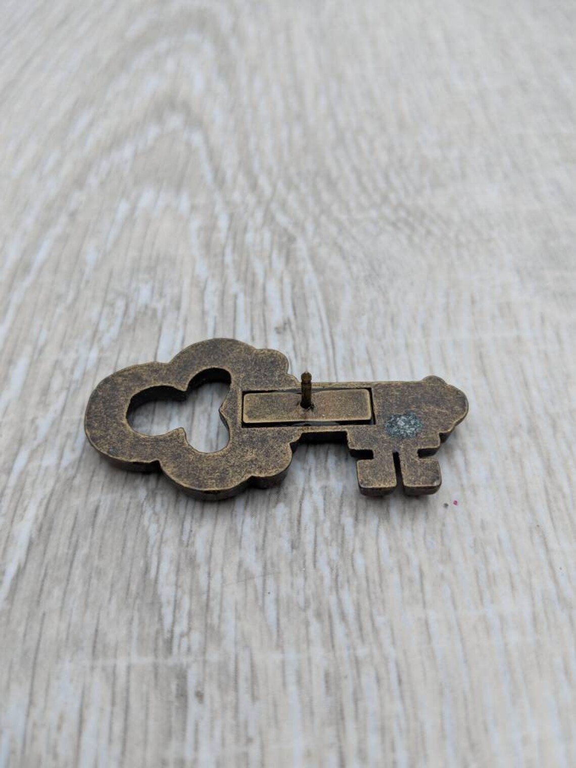Bronze Tone Clover Top Skeleton Key Lapel Pin | Etsy