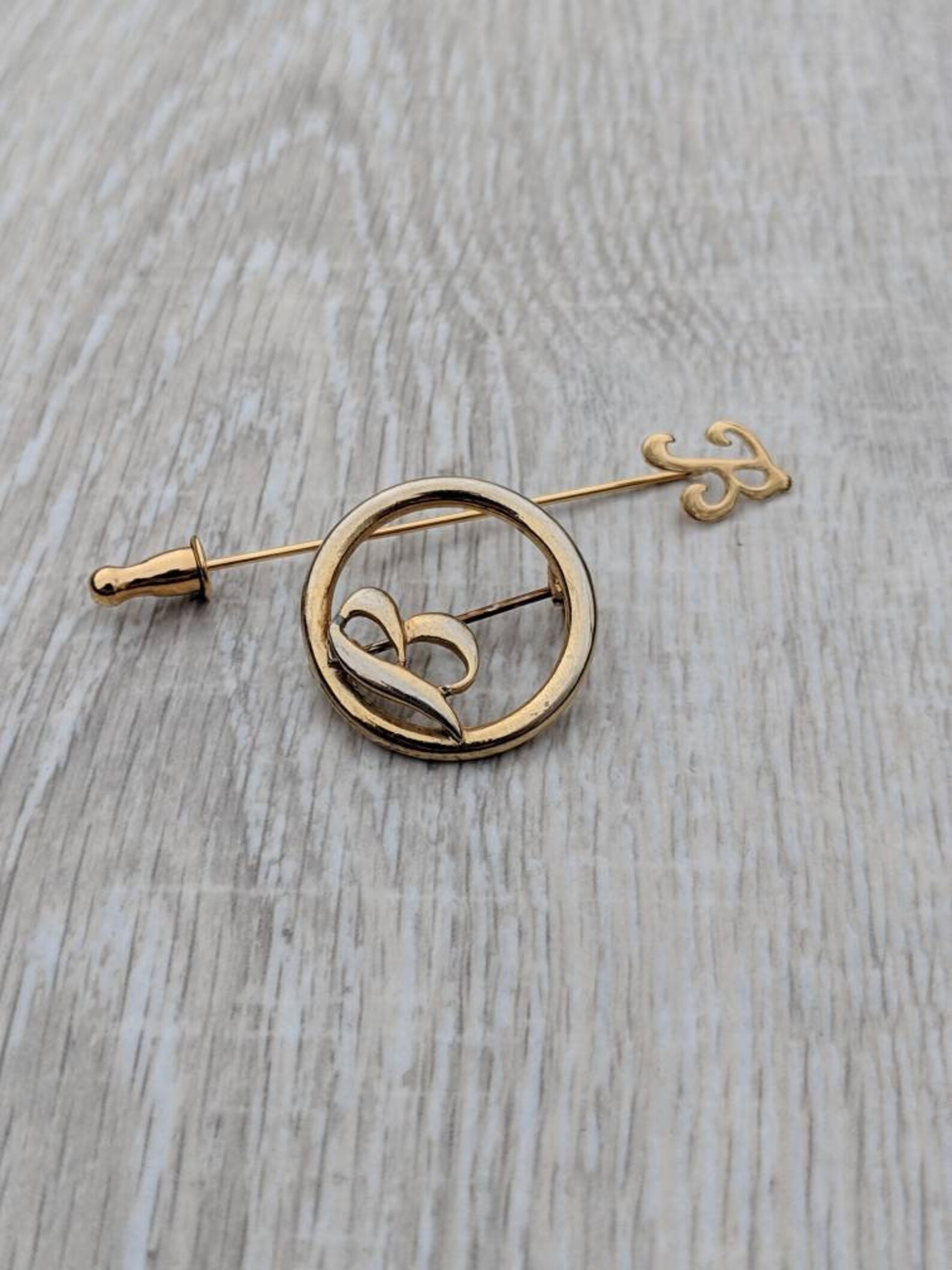 Set of Gold Tone Letter B Monogram Initial Brooch and Monet | Etsy