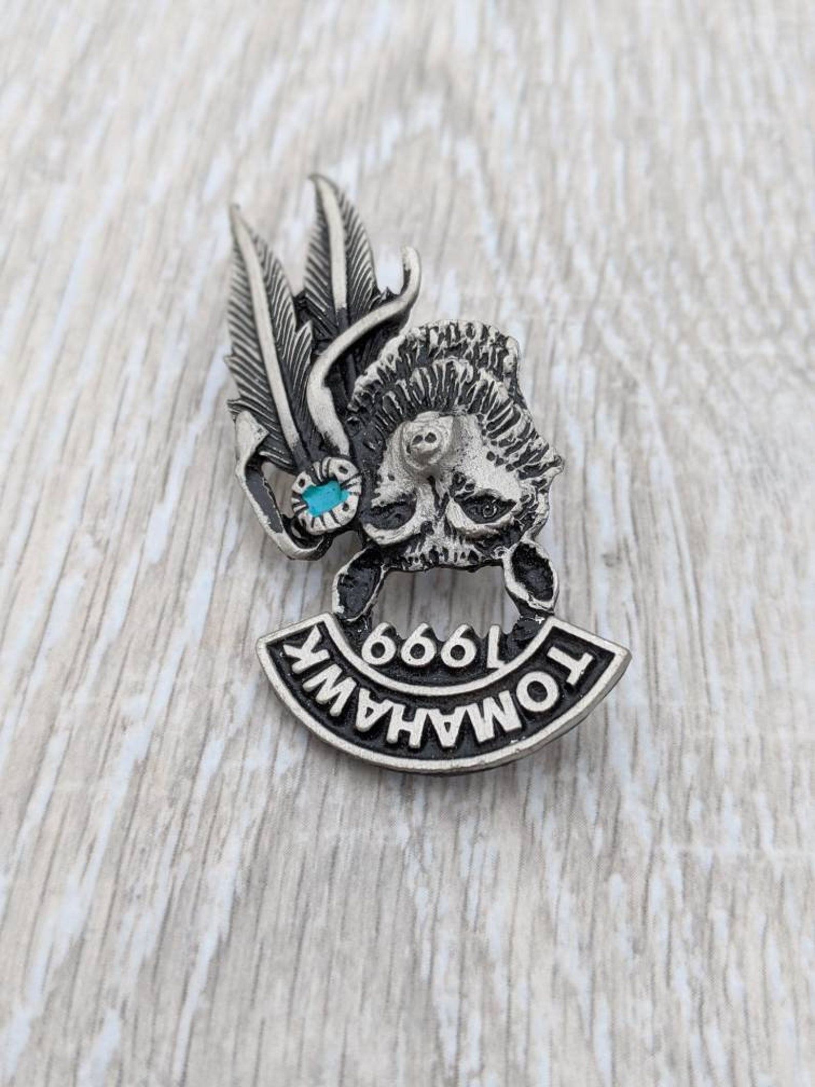 Lady Hawk 1999 Tomahawk Motorcycle Rally and Ride Pewter and Turquoise ...