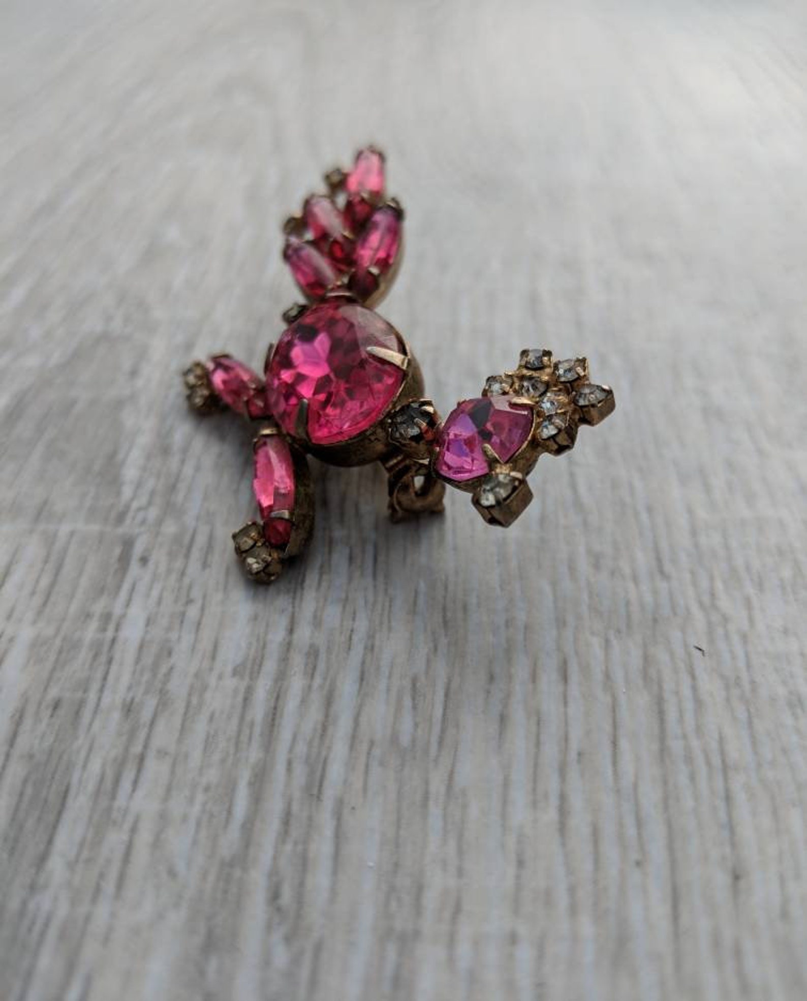 Bright Pink and Clear Rhinestone Roadrunner Brooch - Etsy