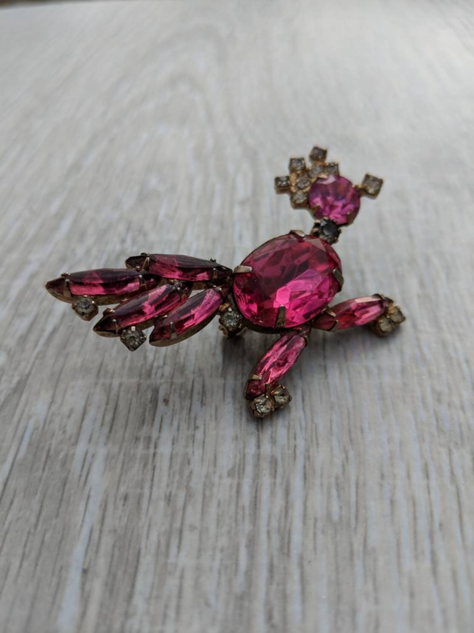 Bright Pink and Clear Rhinestone Roadrunner Brooch - Etsy