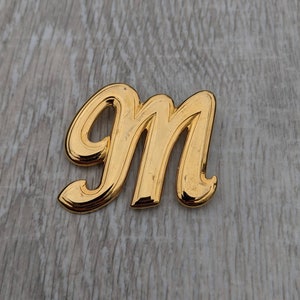 18K Gold Plated Cursive Capital Letter M Initial Monogram Brooch - Etsy