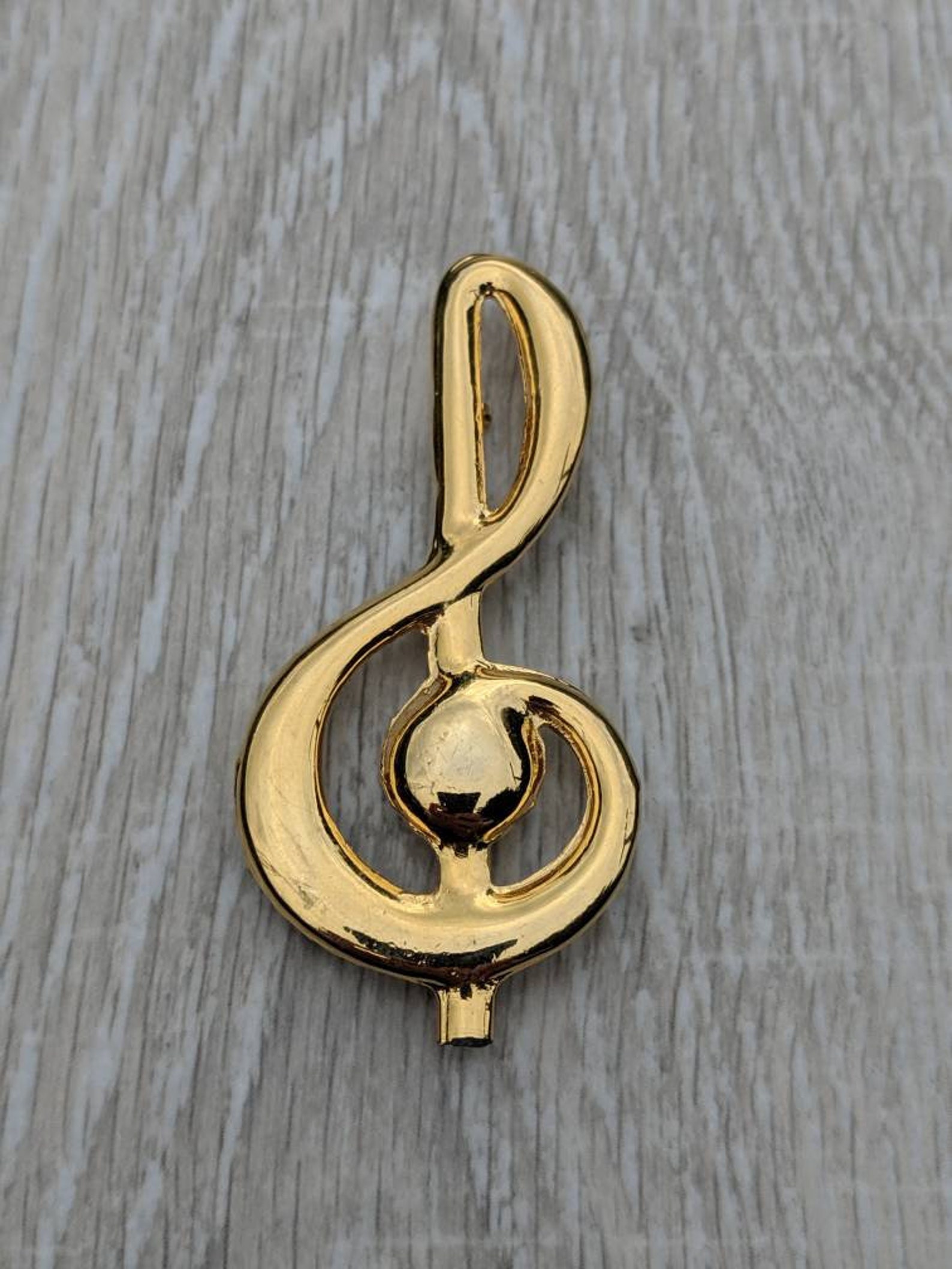 Warm Gold Tone Treble Clef Music Brooch - Etsy