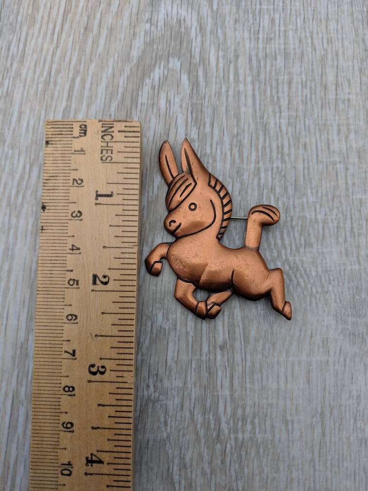 1950s Copper Playful Cartoon Donkey Brooch | Etsy