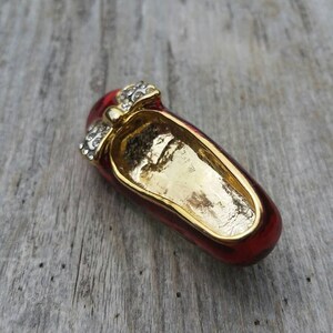 Enamel and Rhinestone Ruby Slipper Brooch - Etsy