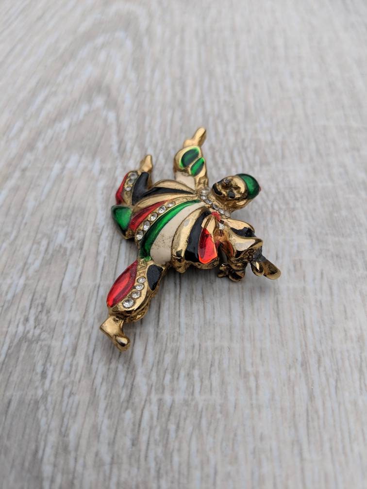 Colorful Enamel and Rhinestone Leaping Clown Brooch - Etsy