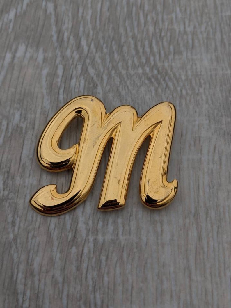 18K Gold Plated Cursive Capital Letter M Initial Monogram - Etsy