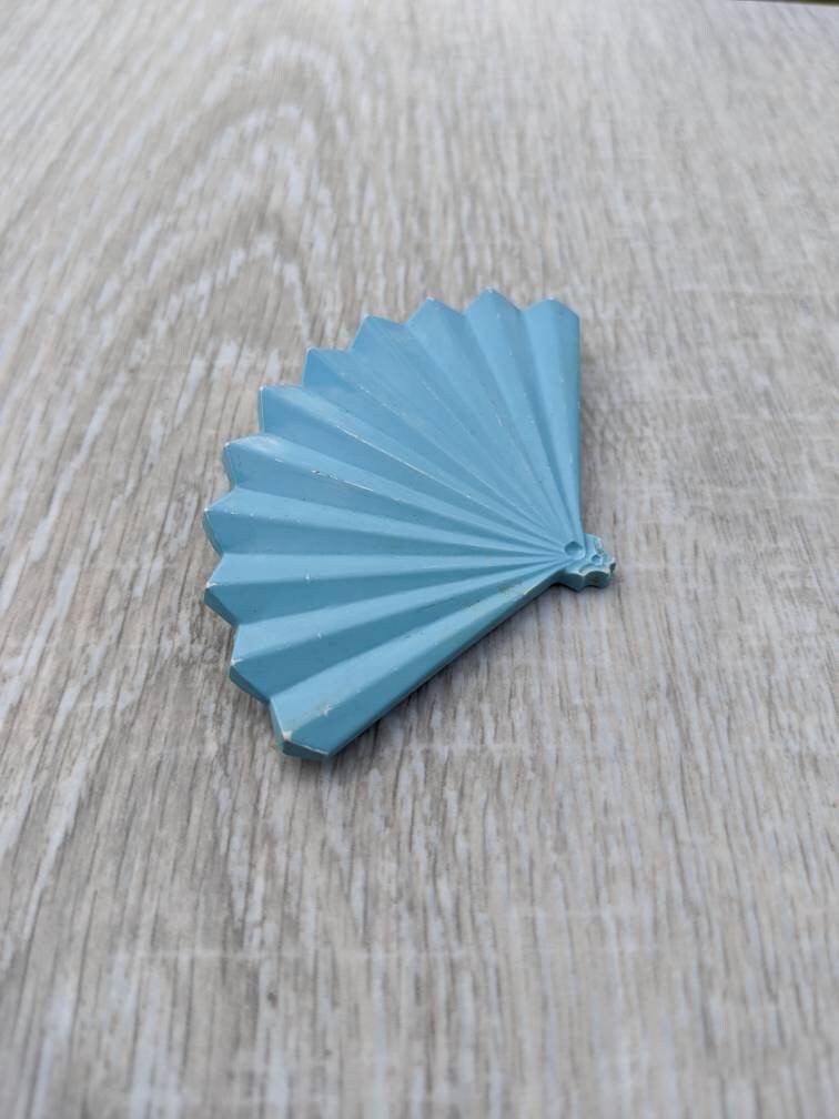 Sky Blue Minimalist Pleated Hand Fan Thermoplastic Brooch | Etsy