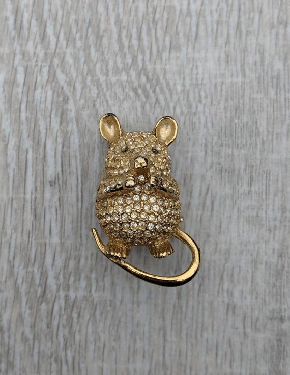 rhinestone mouse brooch rodent - Gem
