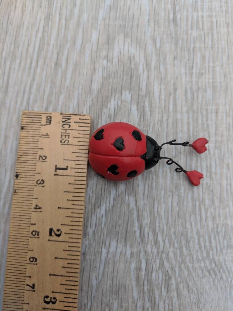 Cherry Red and Black Resin Ladybug With Heart Spots and | Etsy
