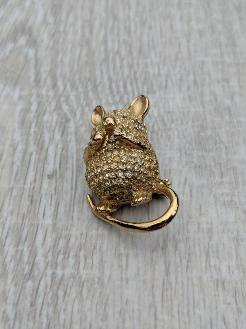 Sphinx Rhinestone Encrusted Three Dimensional Gold Tone Mouse | Etsy