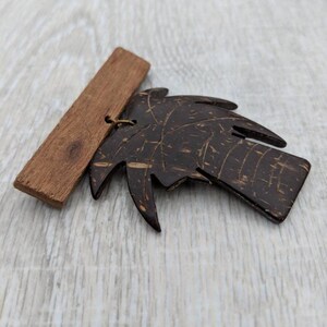 Coconut Shell and Wood Palm Tree Dangle Brooch - Etsy