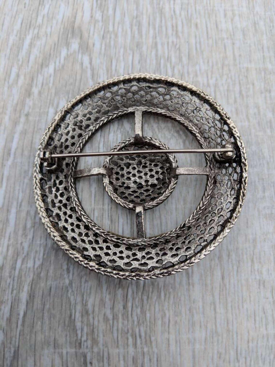 Viking Style Silver Tone Metal Mesh Circle Shield Brooch - Etsy