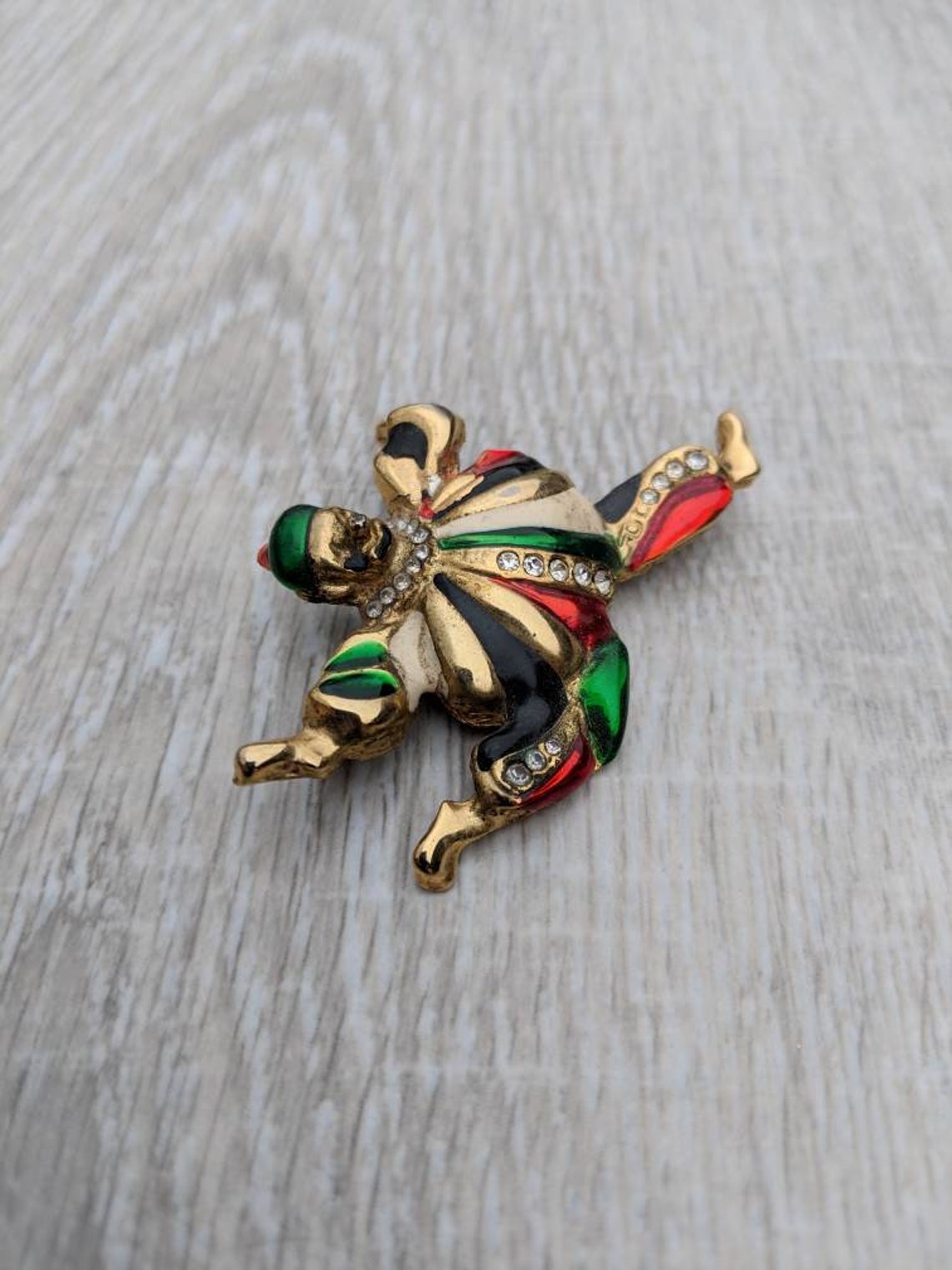 Colorful Enamel and Rhinestone Leaping Clown Brooch - Etsy