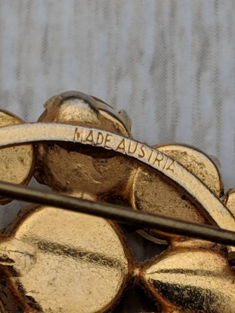 Austrian Yellow Moonglow Cabochon and Topaz Colored Rhinestone | Etsy