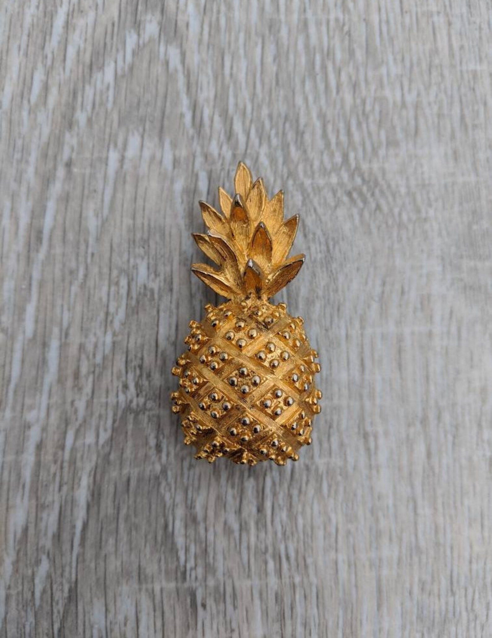 Warm Textured Gold Tone Pineapple Brooch | Etsy