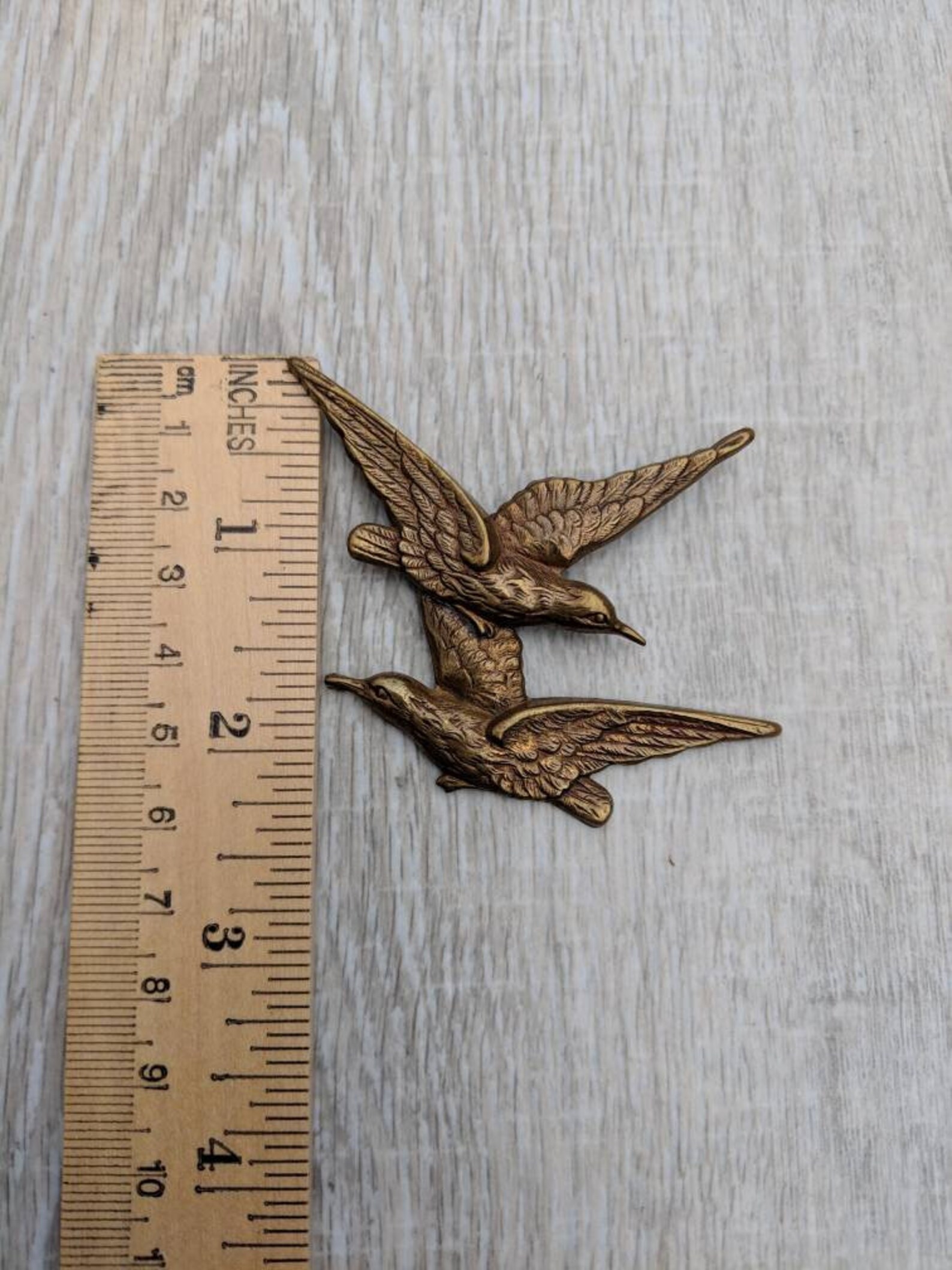 Bronze Tone Repoussé Style Birds in Flight Brooch - Etsy