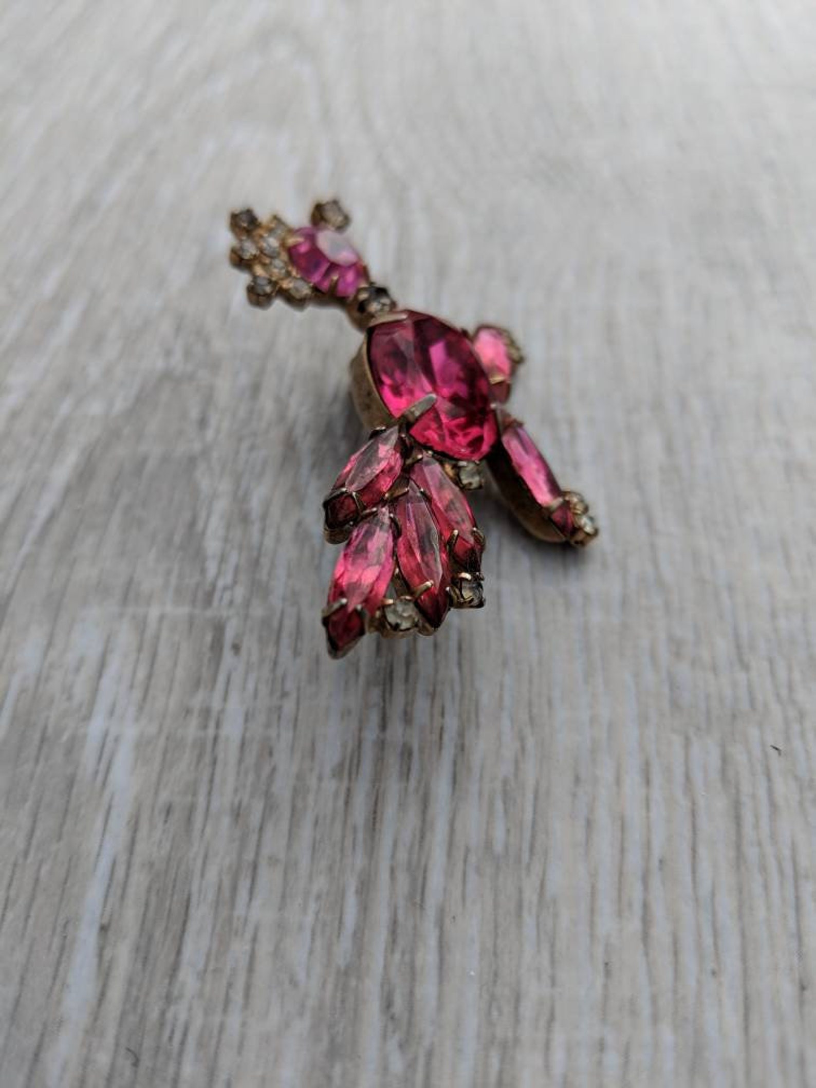 Bright Pink and Clear Rhinestone Roadrunner Brooch - Etsy