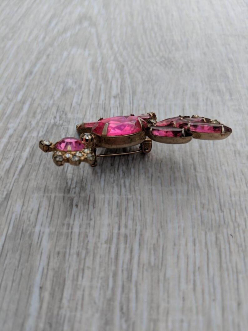 Bright Pink and Clear Rhinestone Roadrunner Brooch - Etsy