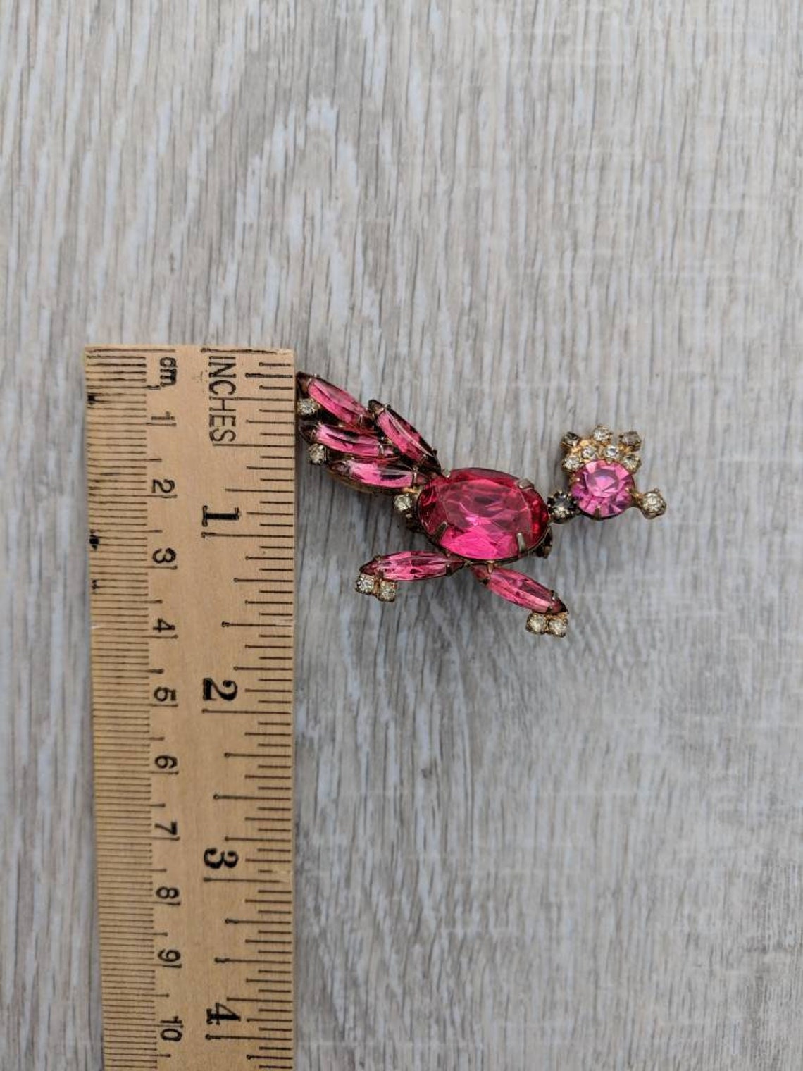 Bright Pink and Clear Rhinestone Roadrunner Brooch - Etsy
