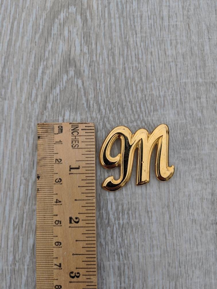 18K Gold Plated Cursive Capital Letter M Initial Monogram | Etsy