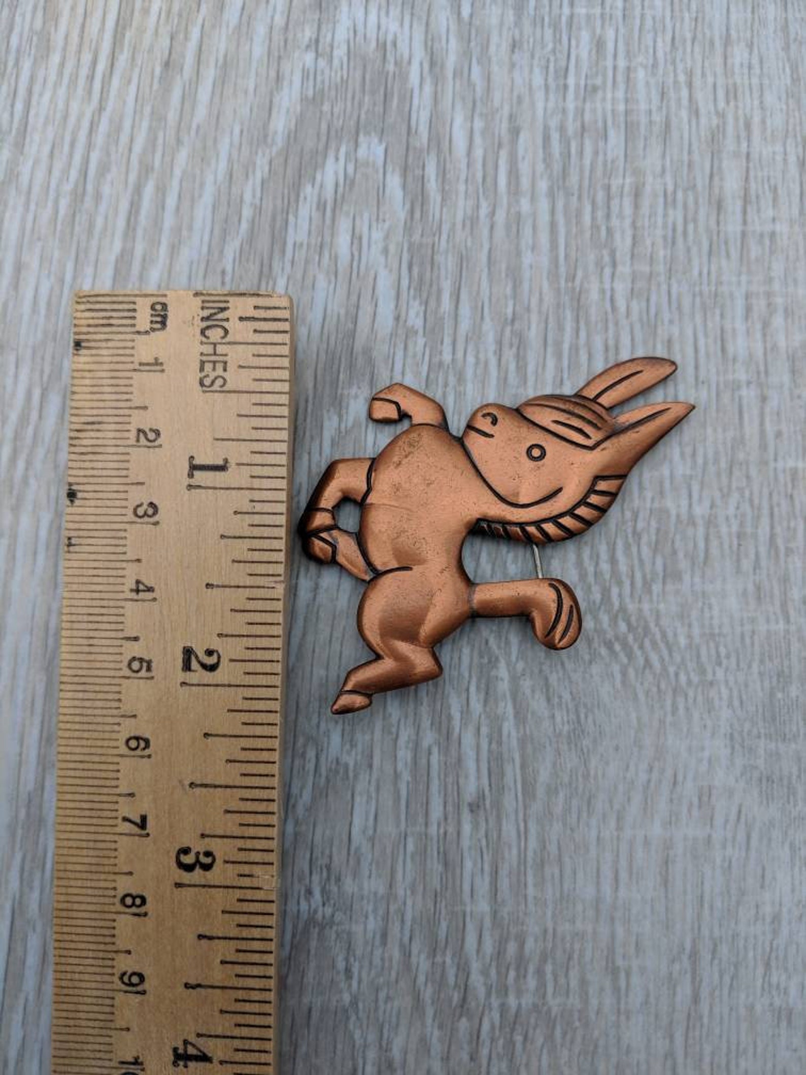 1950s Copper Playful Cartoon Donkey Brooch | Etsy