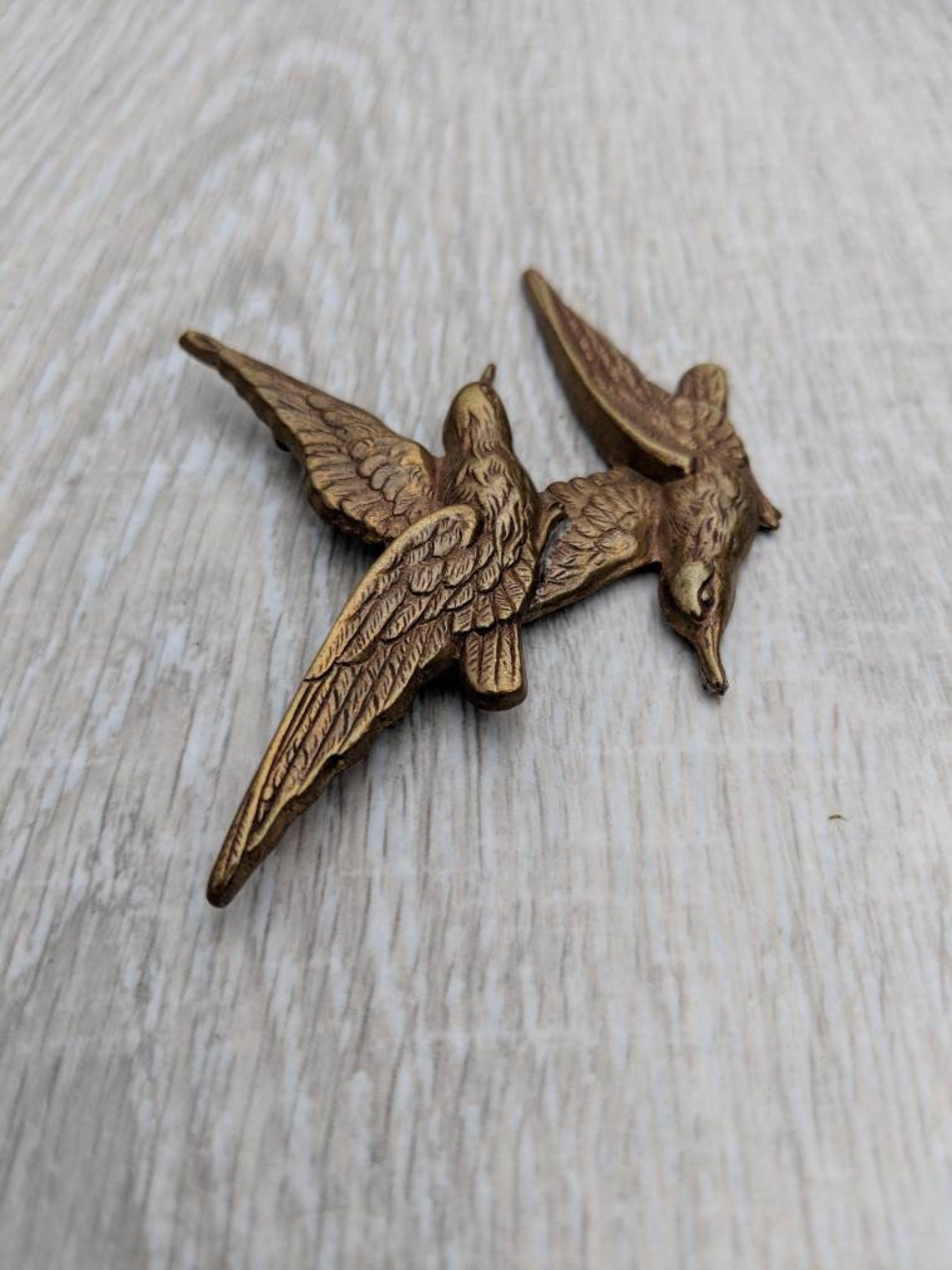 Bronze Tone Repoussé Style Birds in Flight Brooch | Etsy