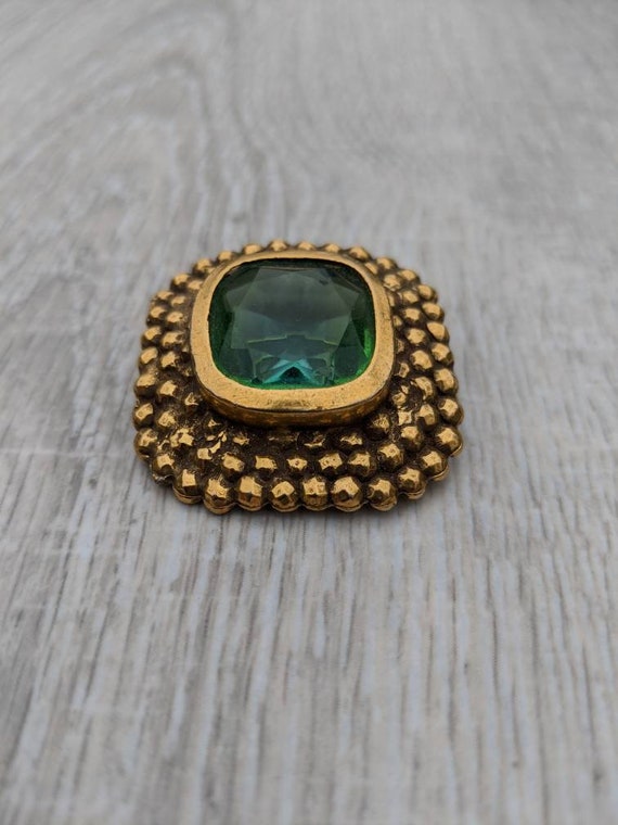 1950s Accessocraft NYC "Single Jewel" Deep Aquamarine… - Gem