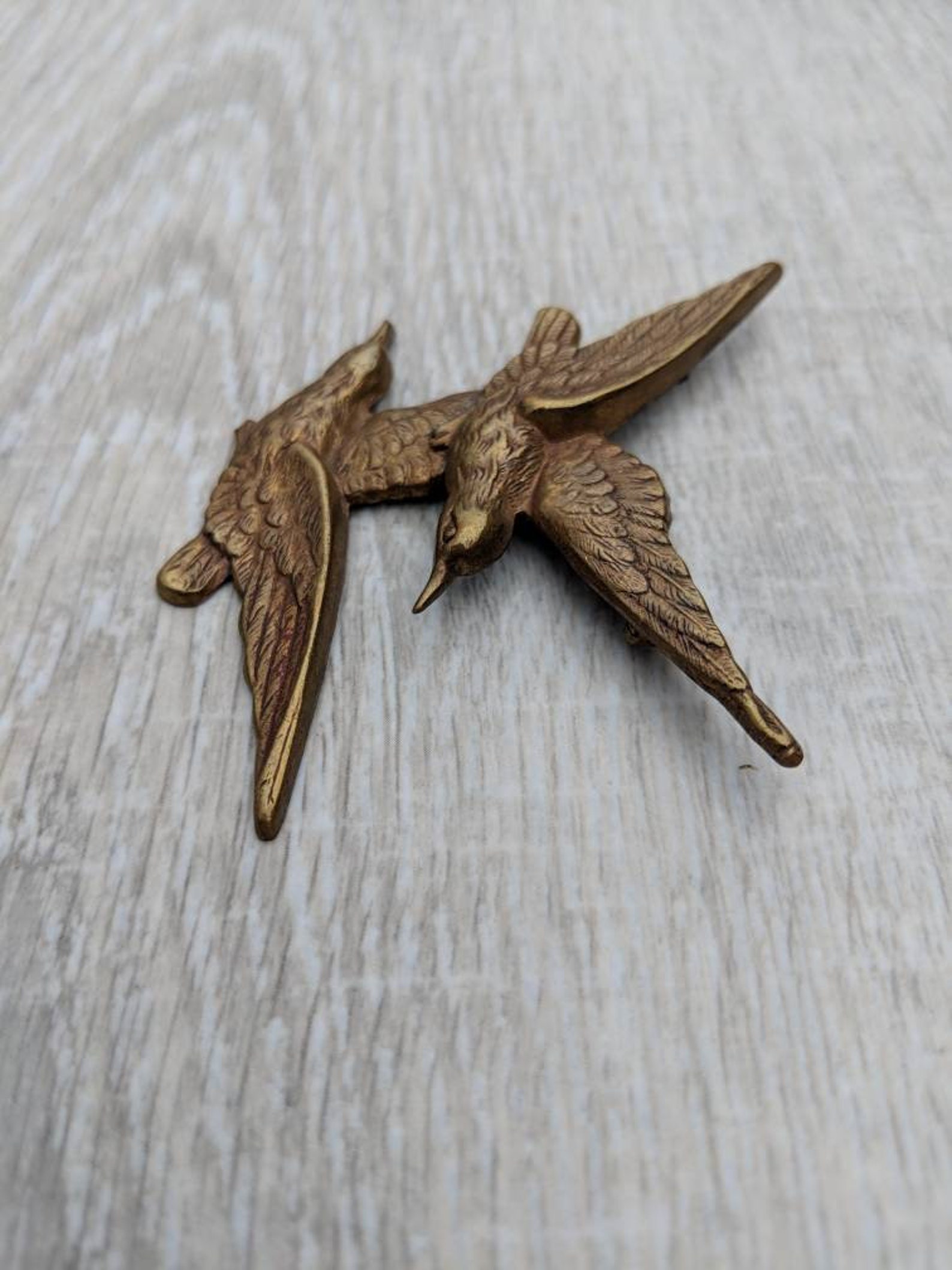 Bronze Tone Repoussé Style Birds in Flight Brooch - Etsy