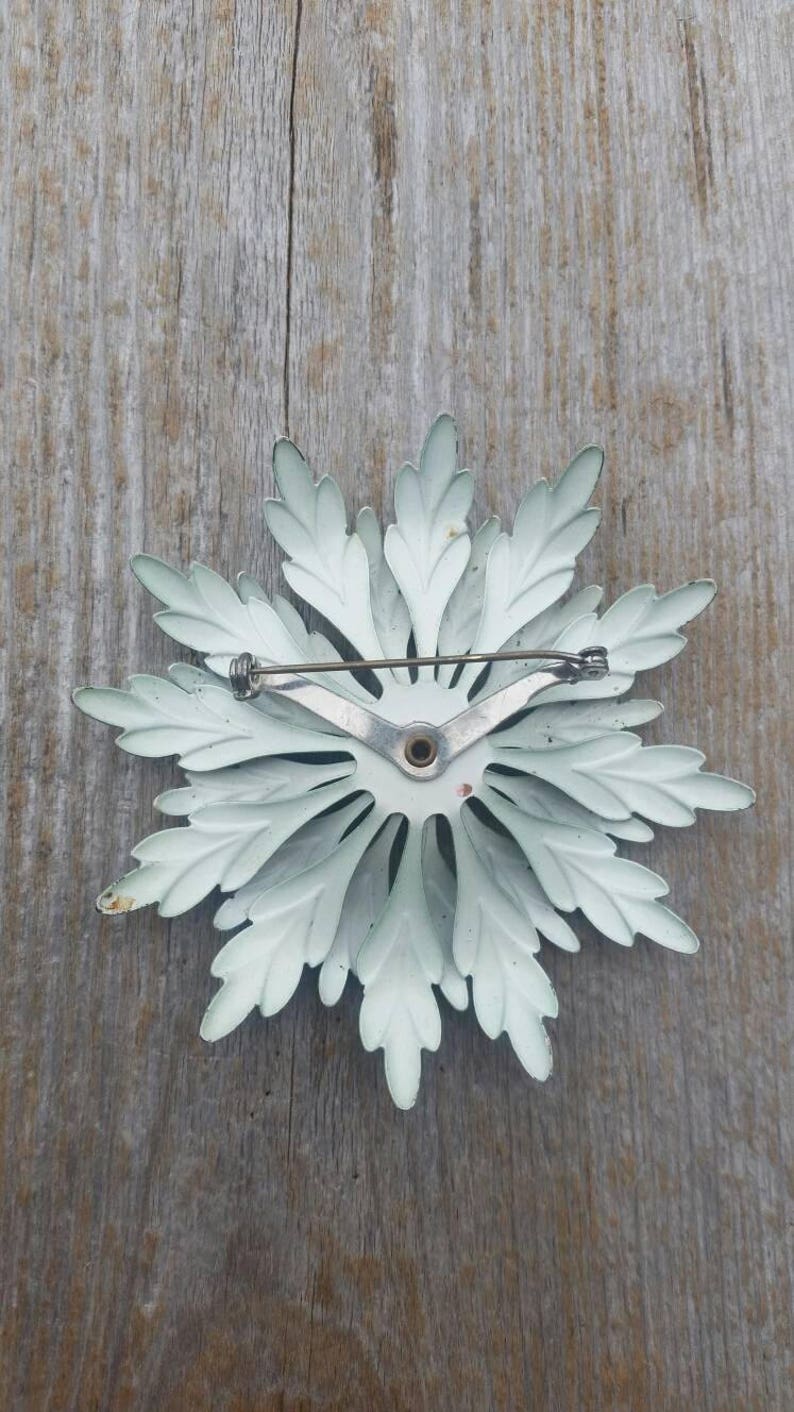Forest and Spring Green Enameled Metal Flower Brooch - Etsy