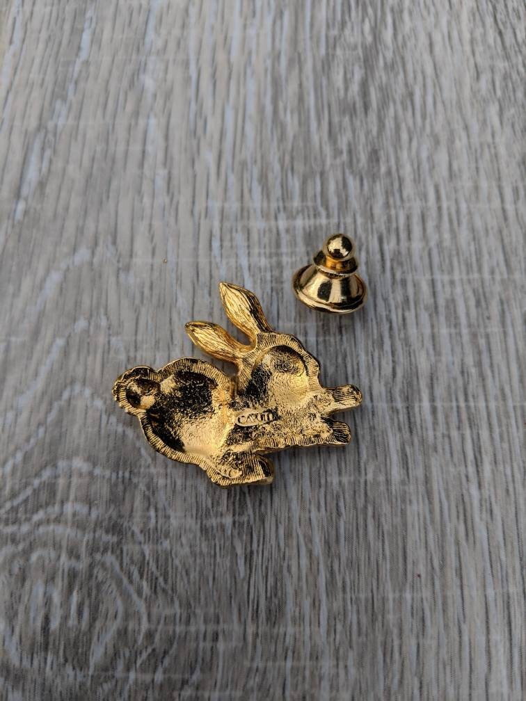 Avon Gold Tone and Faux Seed Pearl Rabbit Lapel Pin | Etsy
