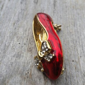 Enamel and Rhinestone Ruby Slipper Brooch - Etsy
