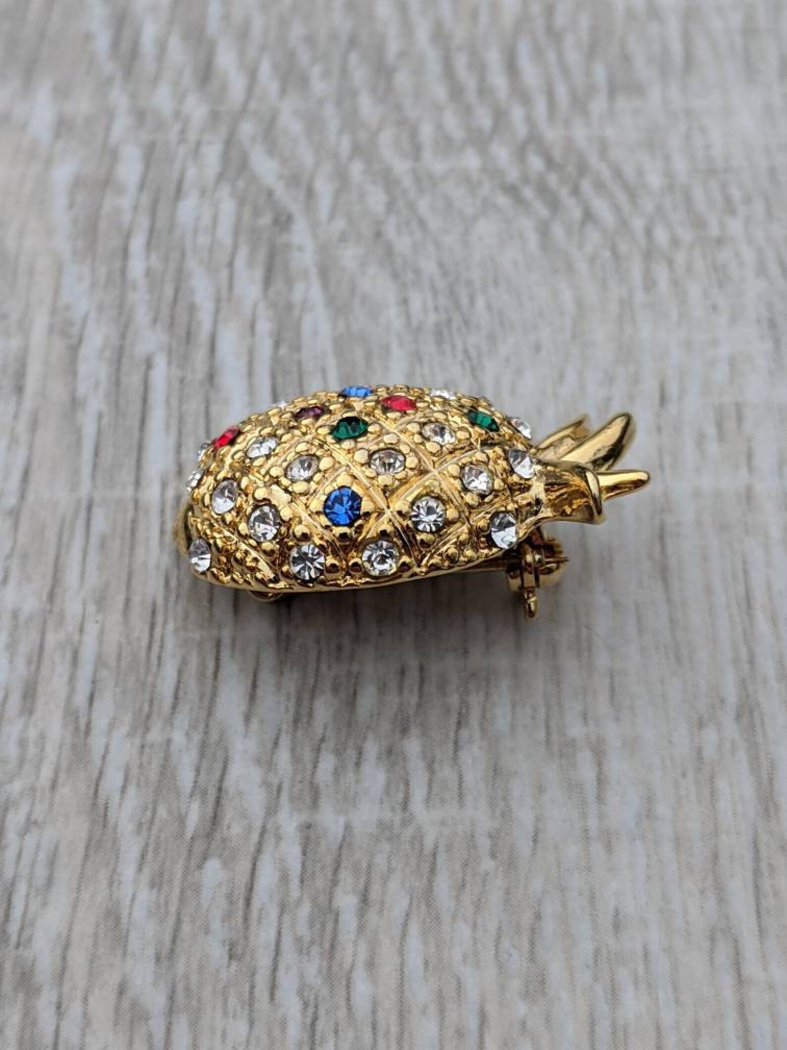 Colorful and Clear Rhinestone and Textured Gold Tone Small - Etsy