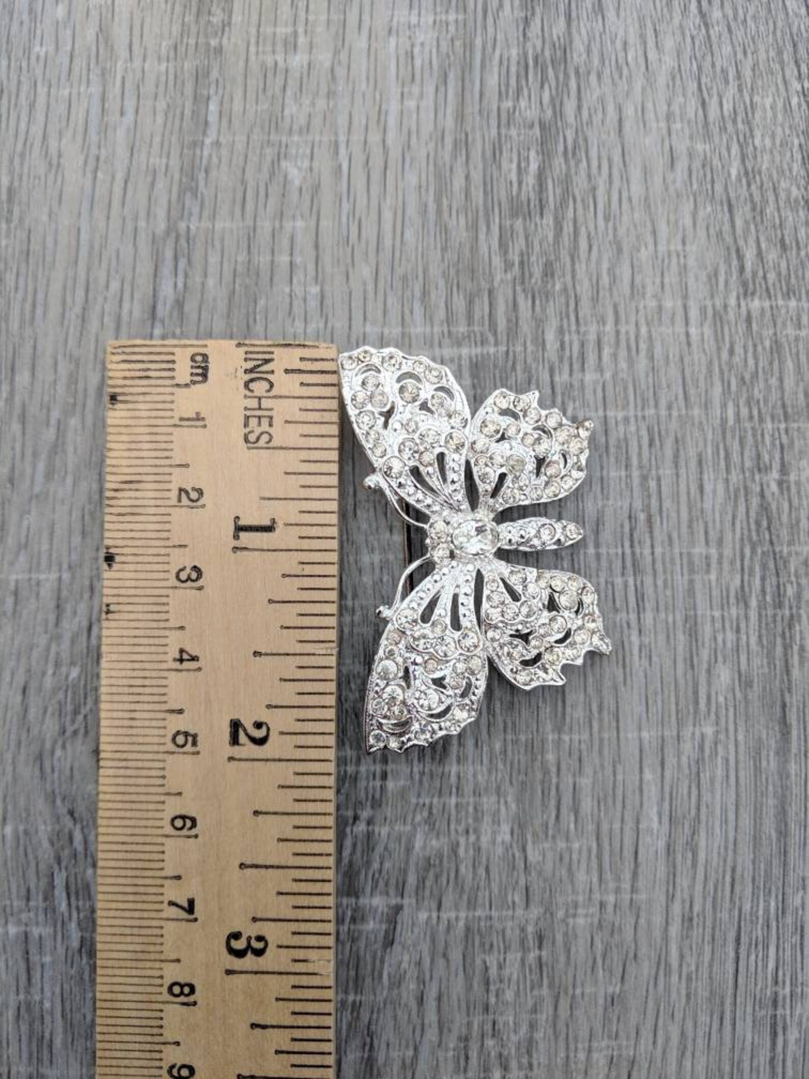 1928 Icy Clear Rhinestone and Silver Tone Filigree Butterfly - Etsy