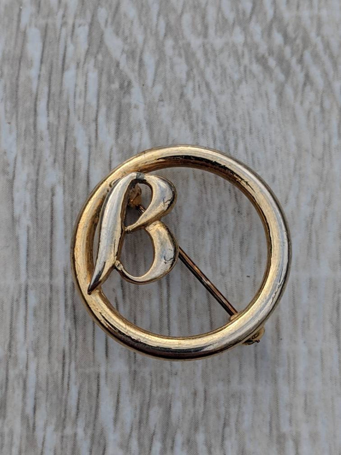 Set of Gold Tone Letter B Monogram Initial Brooch and Monet | Etsy