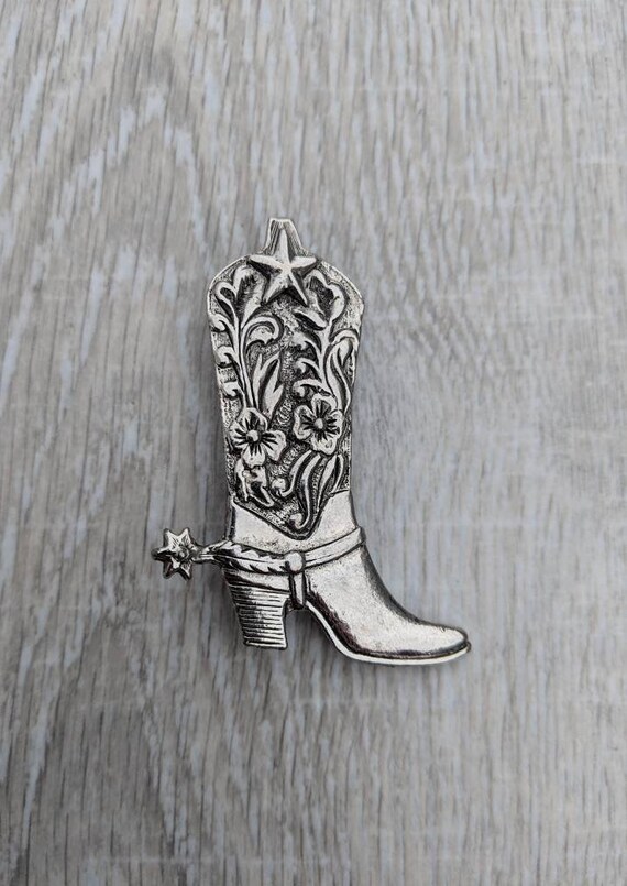 Silver western boot with - Gem