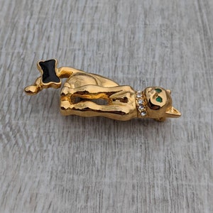 Gold Tone Metal, Glossy Black Enamel, and Clear and Emerald Green ...