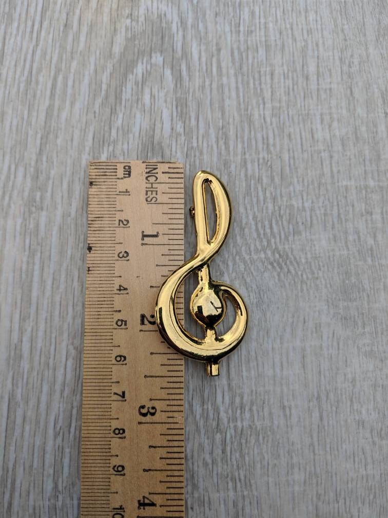 Warm Gold Tone Treble Clef Music Brooch - Etsy