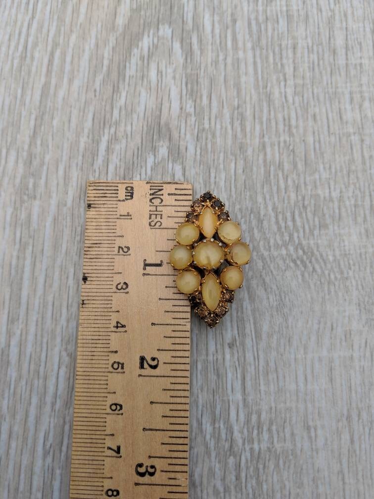 Austrian Yellow Moonglow Cabochon and Topaz Colored Rhinestone | Etsy