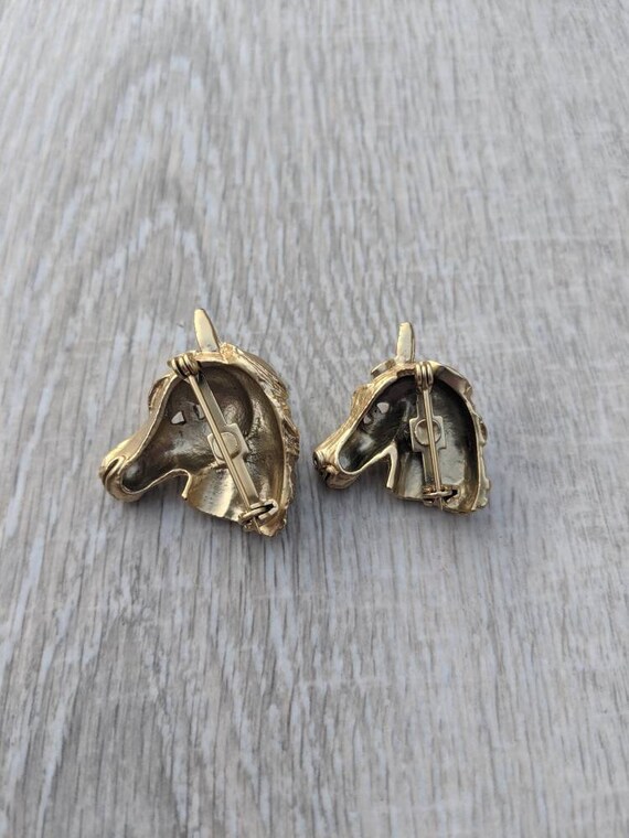 Pair of Satin Finish Gold Tone Metal and Ruby Red Rhi… - Gem