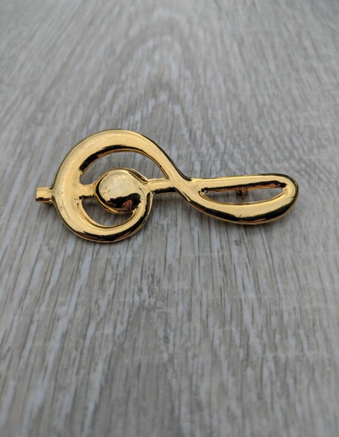 Warm Gold Tone Treble Clef Music Brooch - Etsy