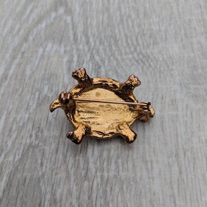 Rhinestone and Pearly Cabochon Turtle Brooch - Etsy