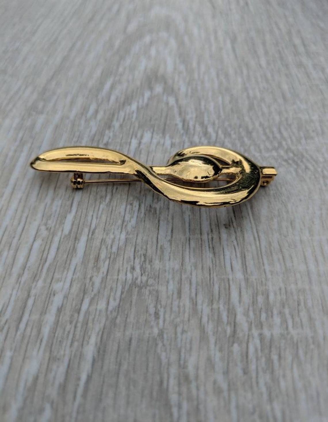 Warm Gold Tone Treble Clef Music Brooch | Etsy