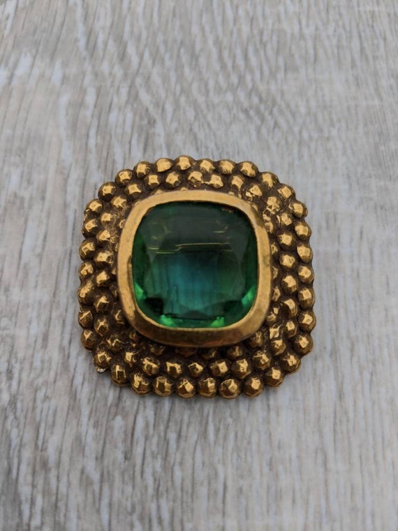 1950s Accessocraft NYC "Single Jewel" Deep Aquamarine… - Gem