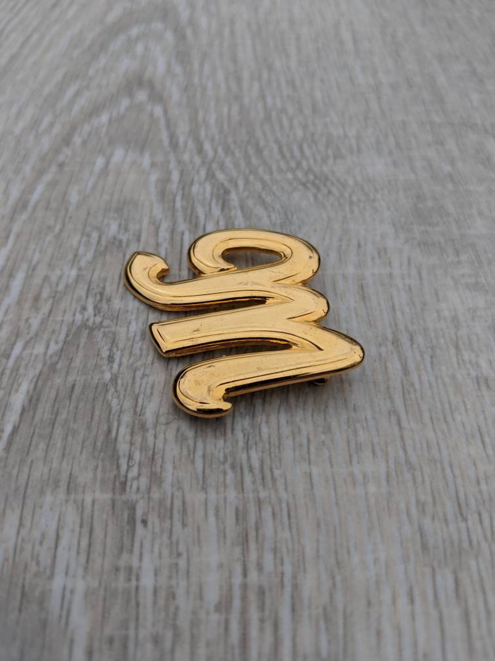 18K Gold Plated Cursive Capital Letter M Initial Monogram | Etsy