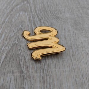 18K Gold Plated Cursive Capital Letter M Initial Monogram Brooch - Etsy