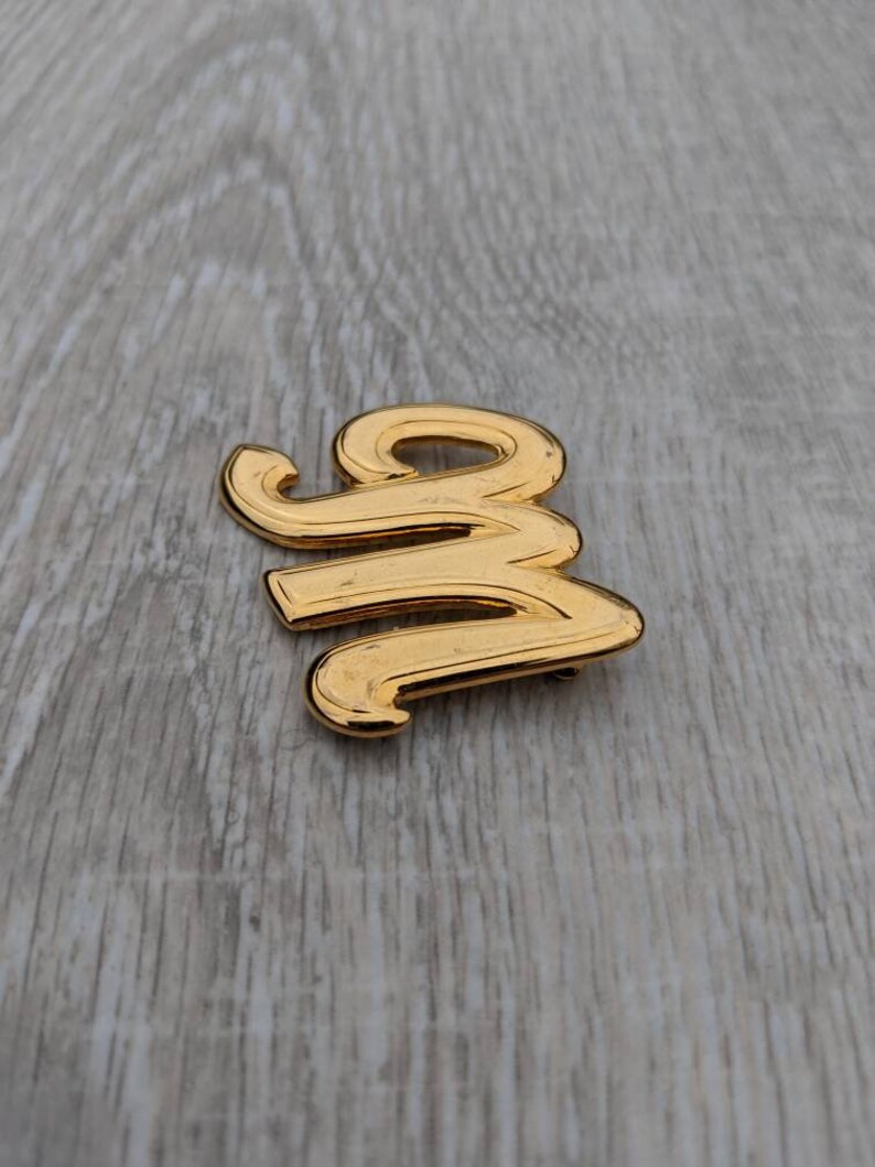 18K Gold Plated Cursive Capital Letter M Initial Monogram - Etsy