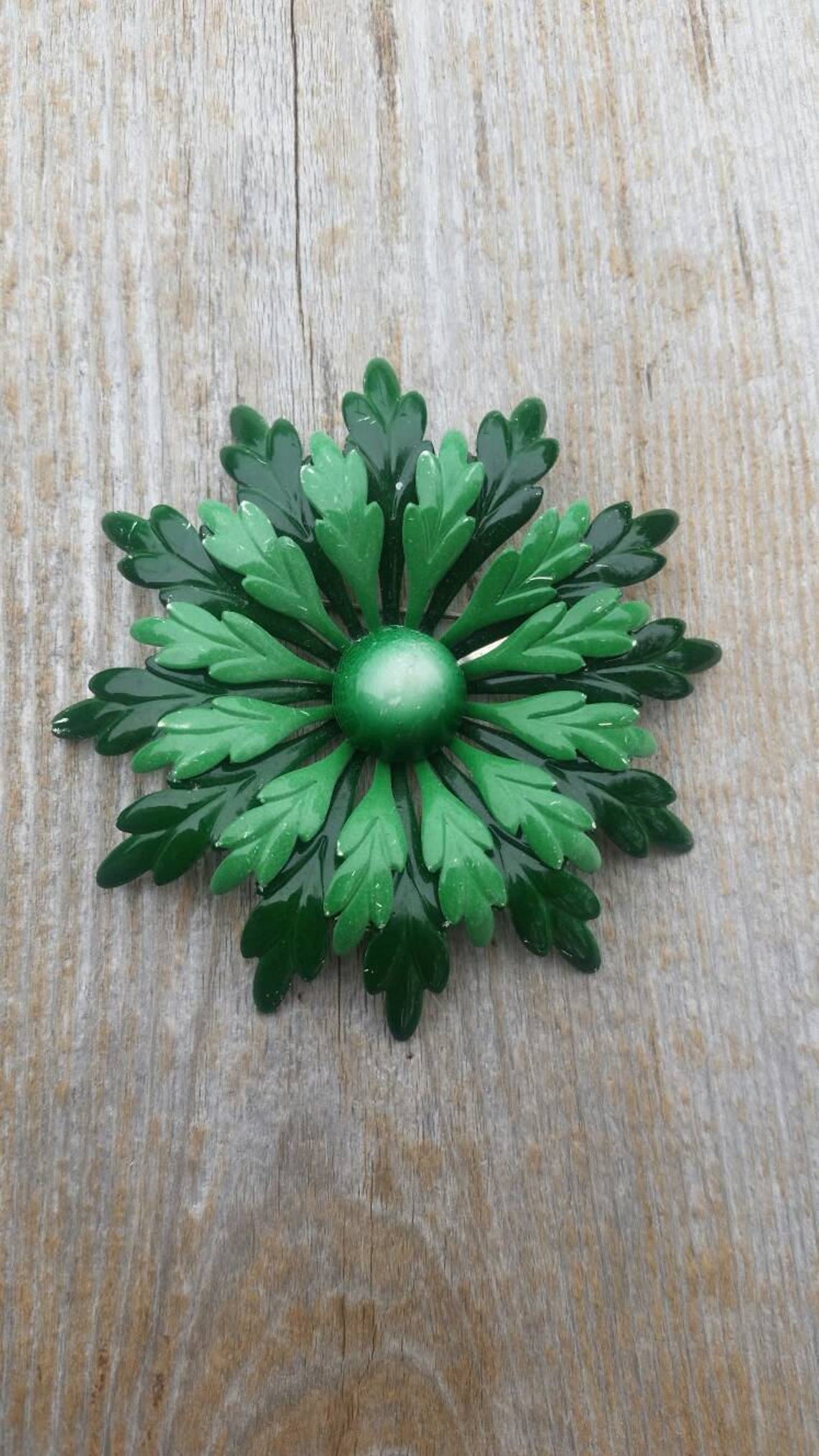 Forest and Spring Green Enameled Metal Flower Brooch - Etsy