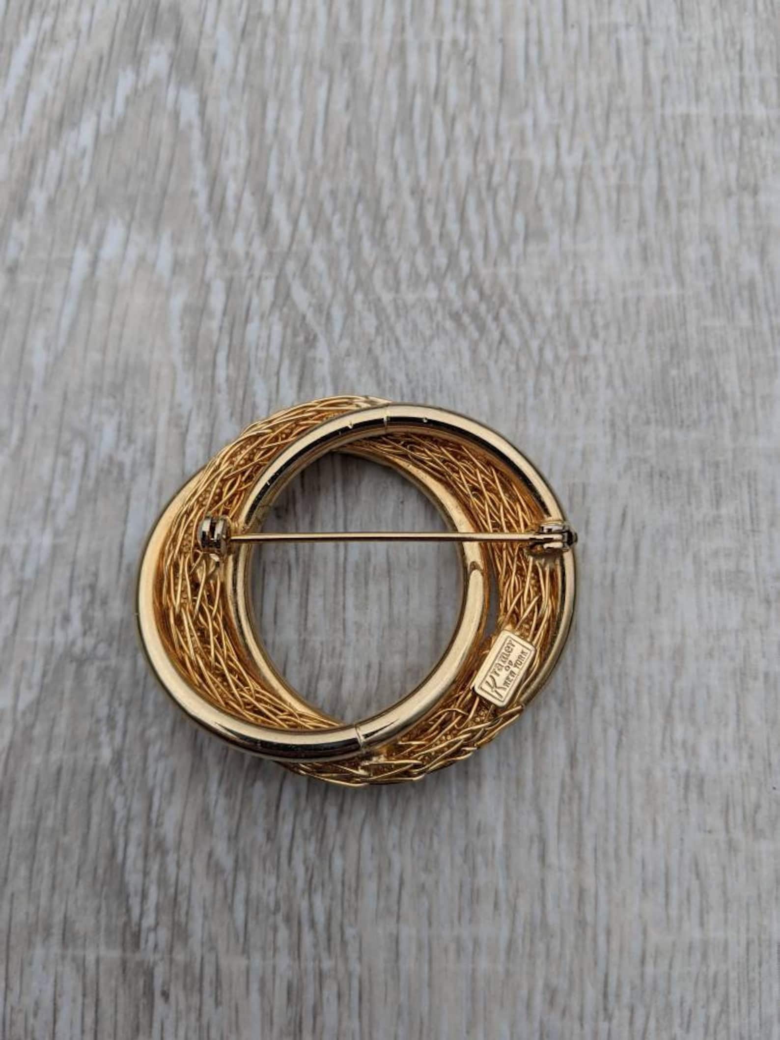 Kramer of New York Gold Tone Metal Wire Twisted Circle Brooch | Etsy