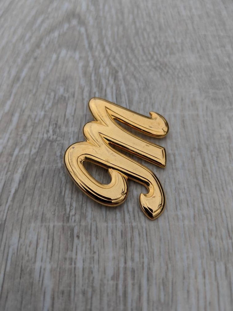 18K Gold Plated Cursive Capital Letter M Initial Monogram - Etsy